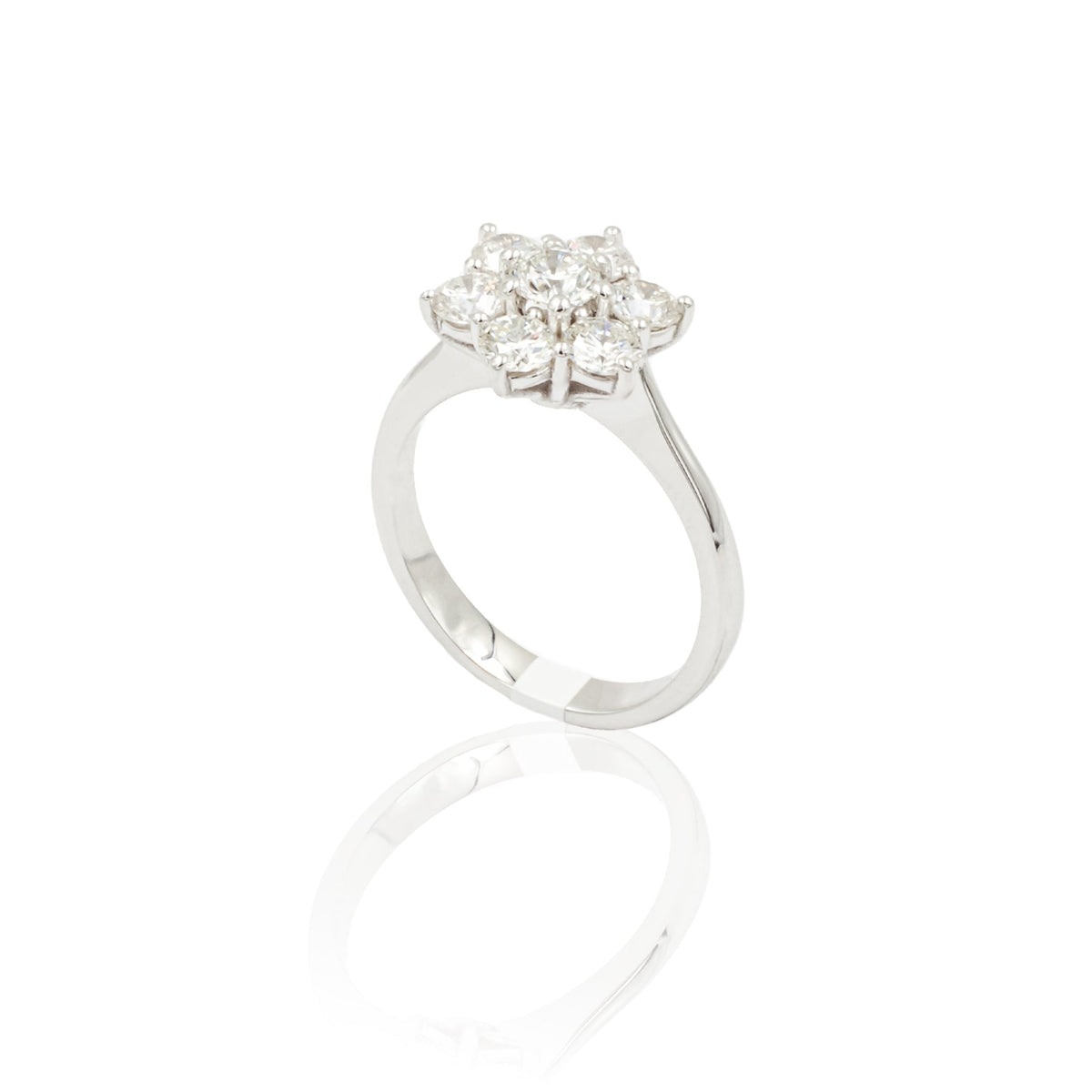 Anello Fiore oro bianco diamanti taglio brillante fidanzamento ...